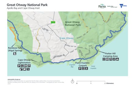 Great Otway National Park - Cape Otway Visitor Guide Inset Map by Parks ...