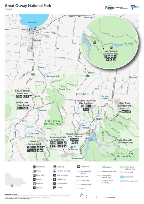 Great Otway National Park - Forrest Visitor Guide Map by Parks Victoria ...