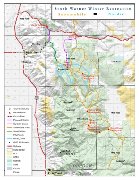 2018 Winter Recreation Map by Lakeview Resource Area BLM | Avenza Maps