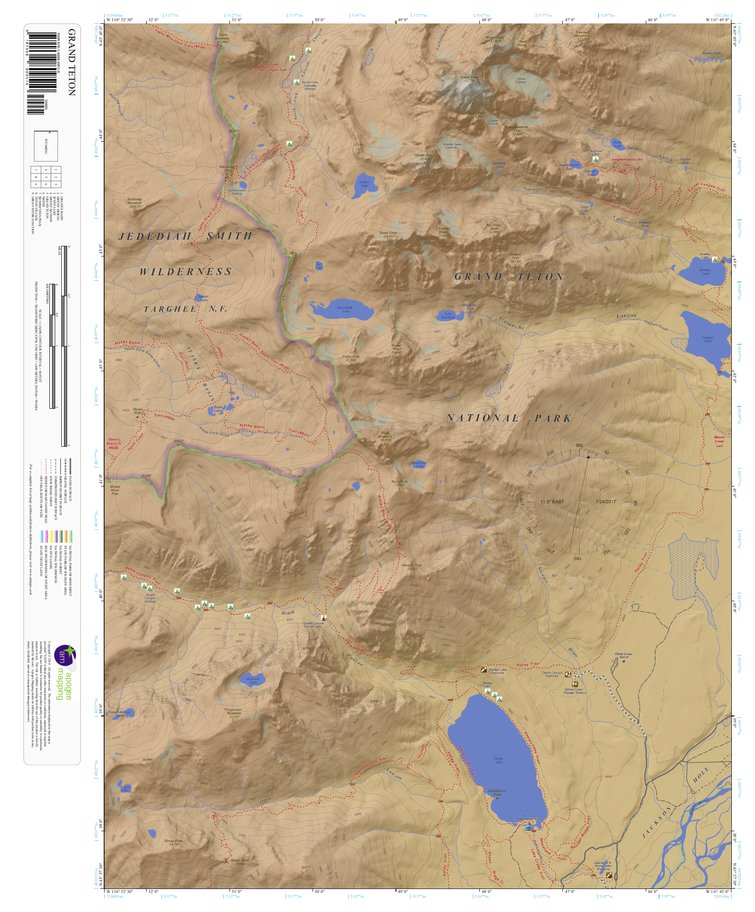 Grand Teton, Wyoming 7.5 Minute Topographic Map - Color Hillshade by ...