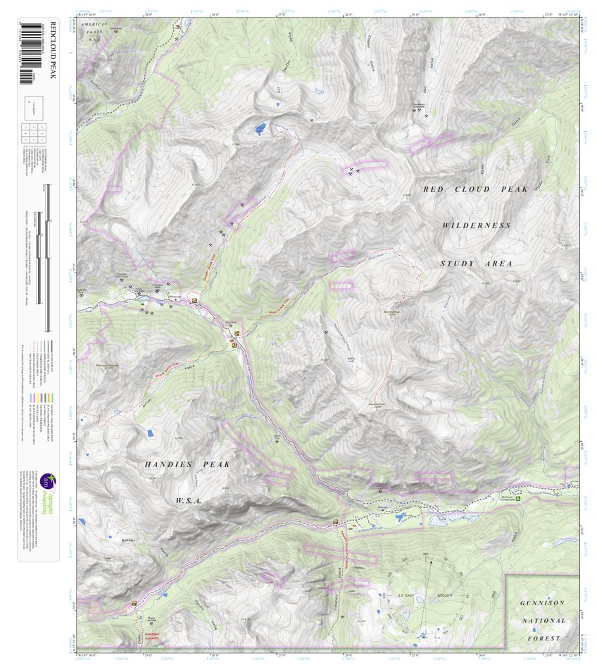 Redcloud Peak, Colorado 7.5 Minute Topographic Map by Apogee Mapping ...