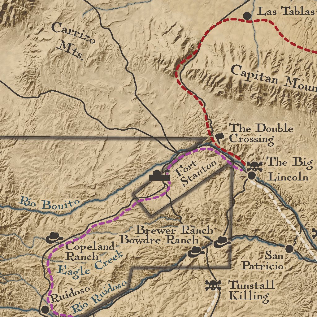 Billy the Kid and the Lincoln County War Map by Bad Hoss Mapping ...