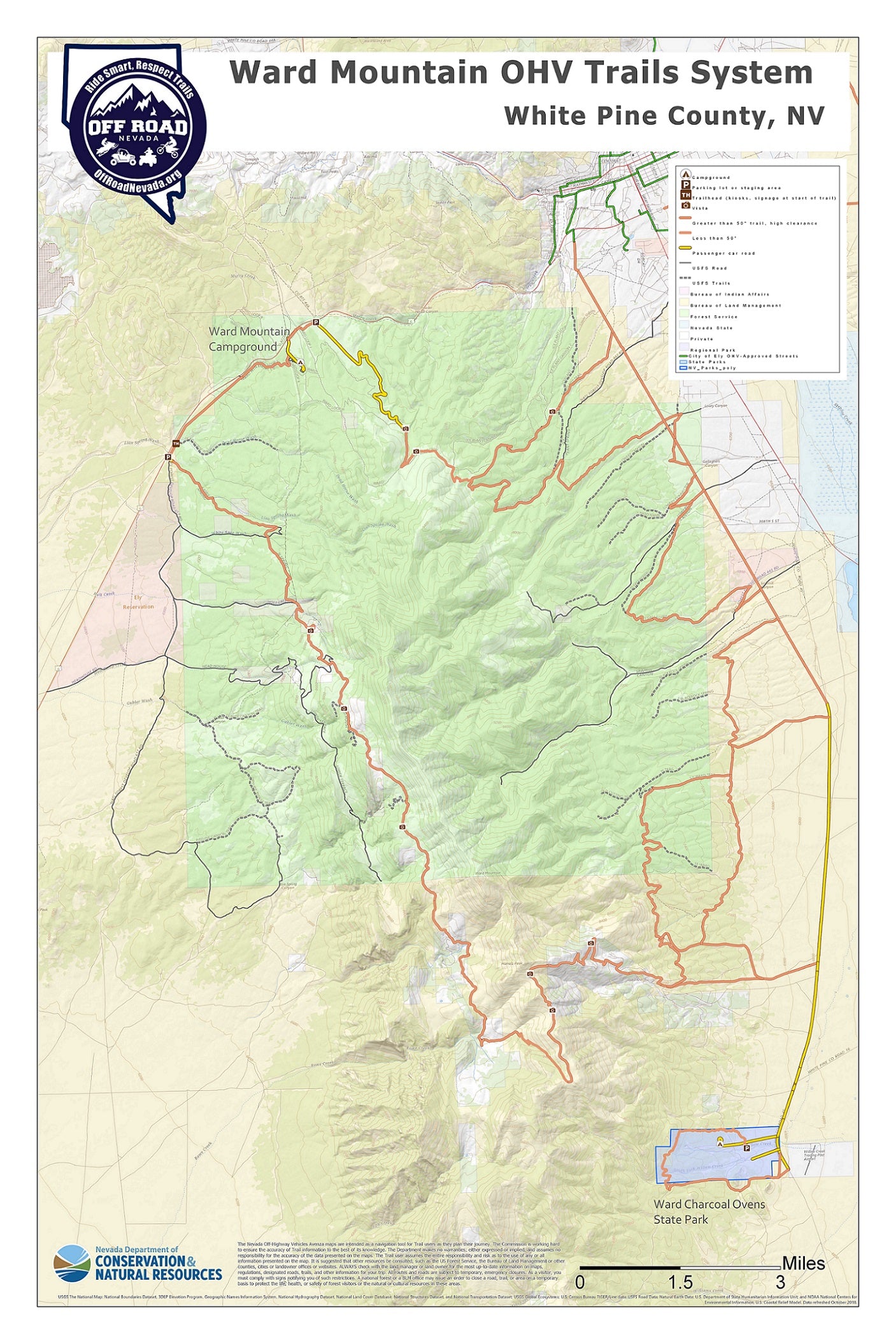 Ward Mountain OHV Trails Map by Nevada Department of Conservation and ...