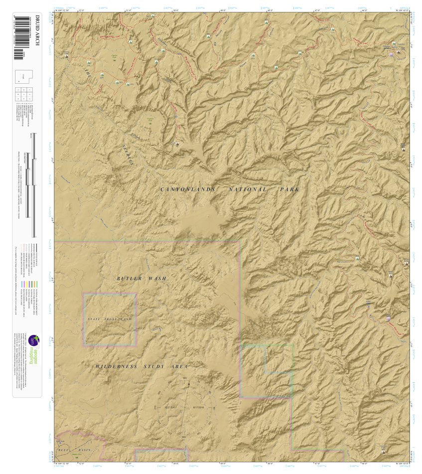 Druid Arch, Utah 7.5 Minute Topographic Map - Color Hillshade by Apogee ...