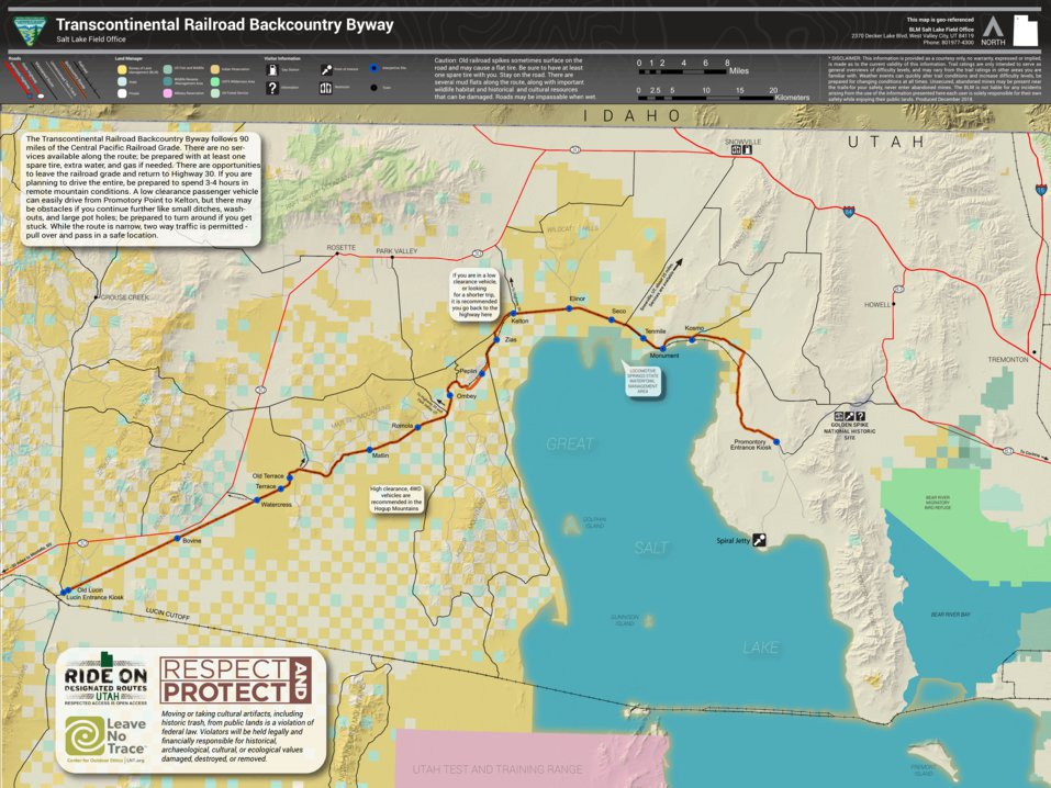 BLM Utah Transcontinental Railroad Backcountry Byway Map by Bureau of ...