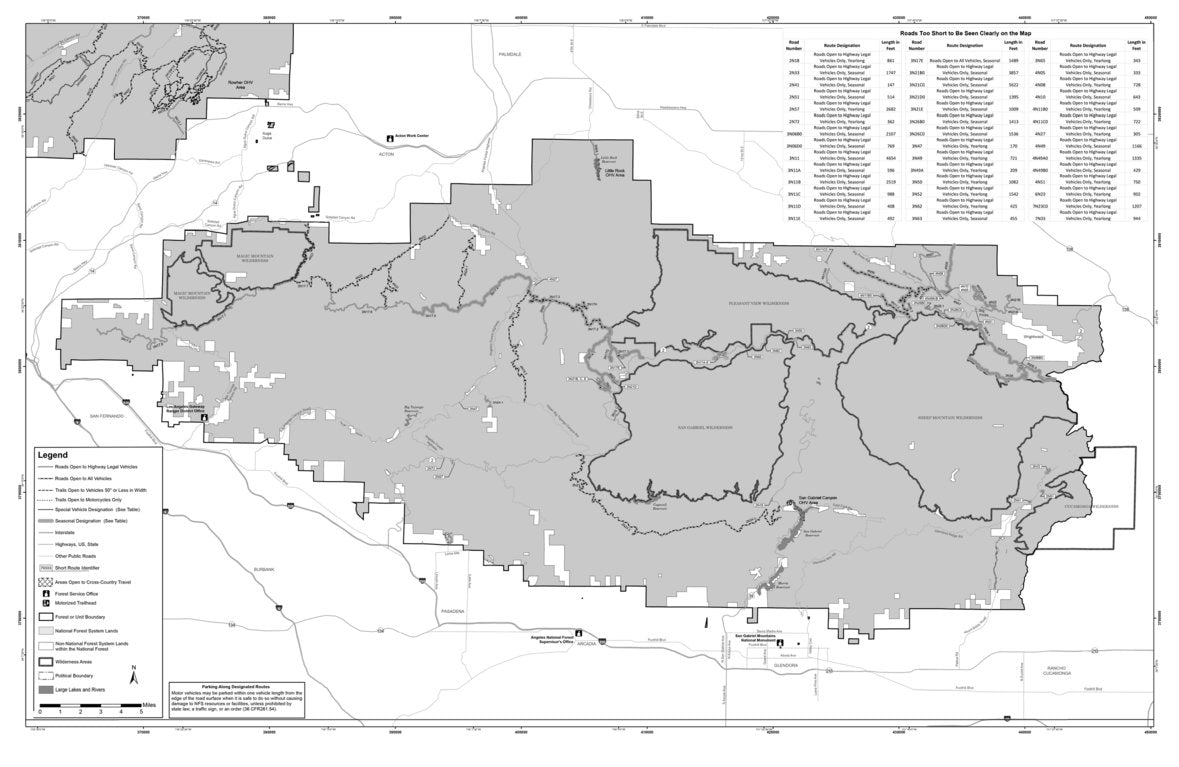 Angeles MVUM (Back) Map by US Forest Service R5 | Avenza Maps