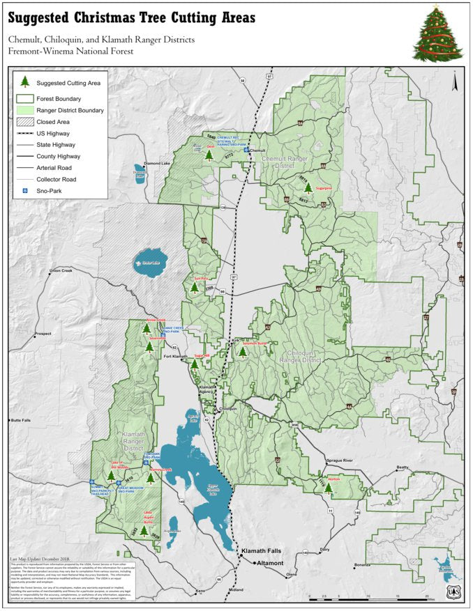 Fremont-Winema National Forest Christmas Tree Cutting Map by US Forest ...