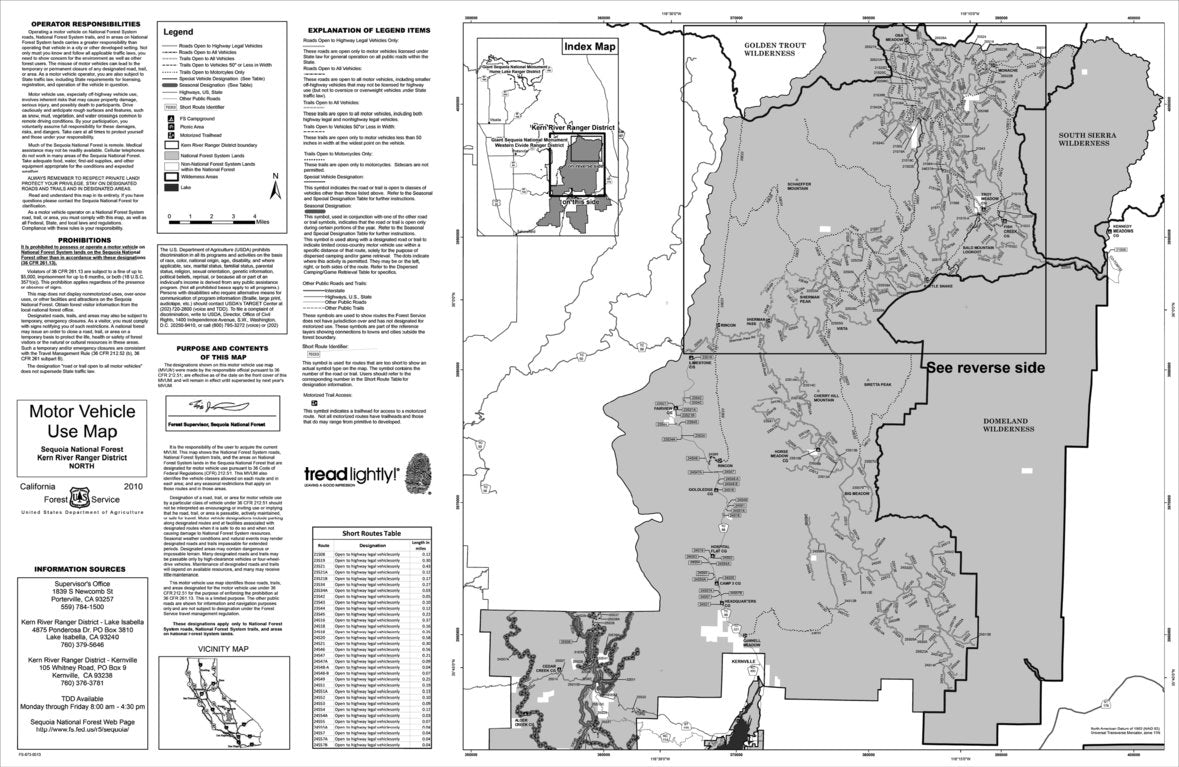 Sequoia MVUM - Kern River North Map by US Forest Service R5 | Avenza Maps