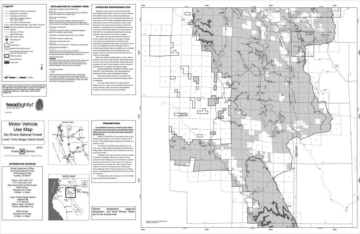 Six Rivers MVUM - Lower Trinity (south) Map by US Forest Service R5 ...