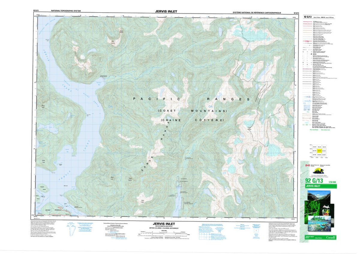 Jervis Inlet, BC (092G13 CanMatrix) Map by Natural Resources Canada ...