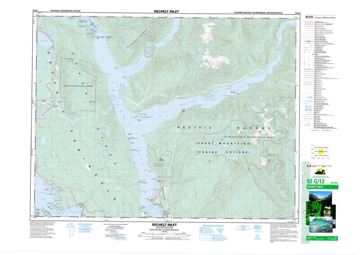 Sechelt Inlet, BC (092G12 CanMatrix) Map by Natural Resources Canada ...