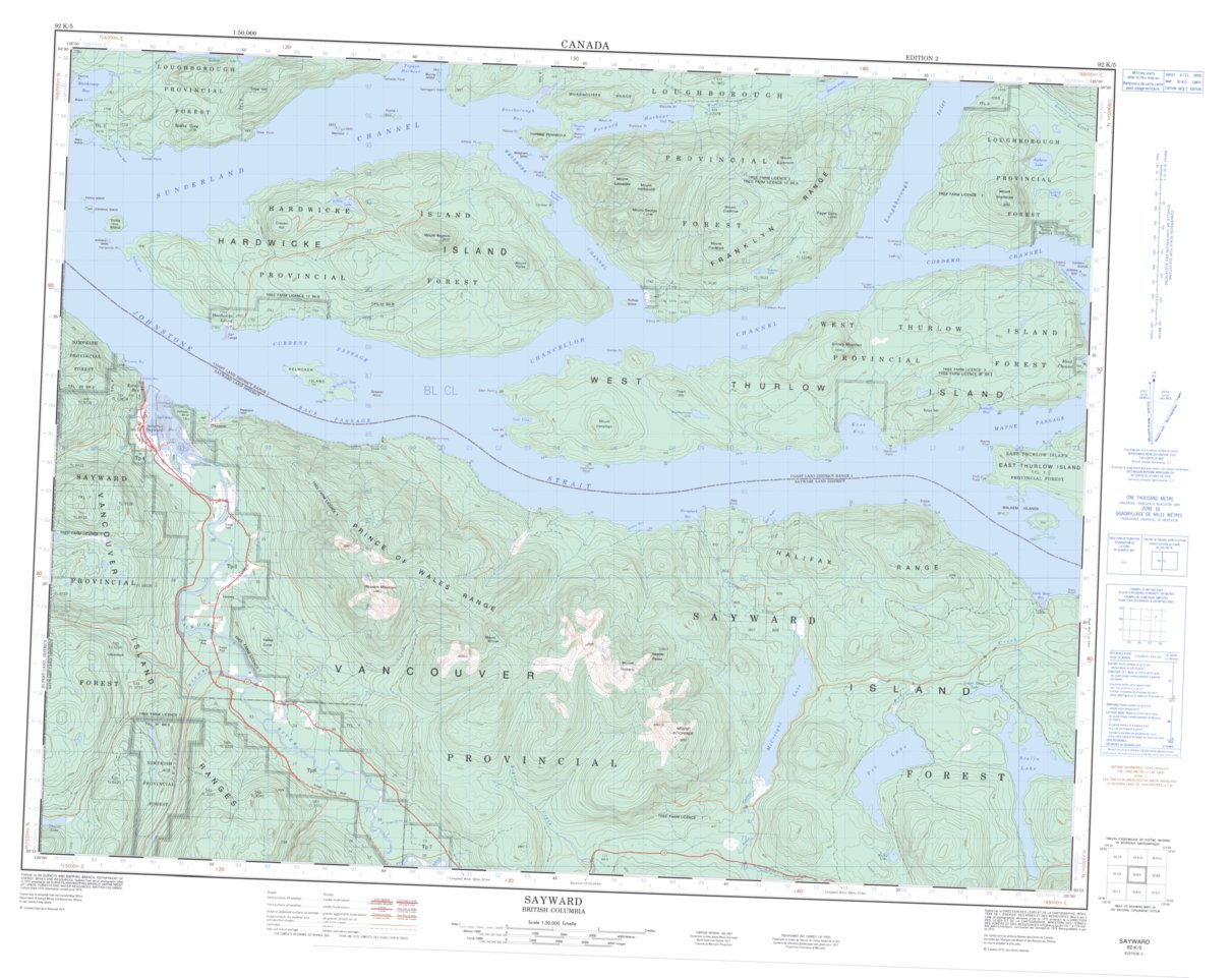 Sayward, BC (092K05 CanMatrix) Map by Natural Resources Canada | Avenza ...