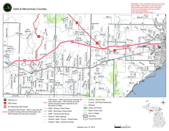 Escanaba-Hermansville State Trail Map by MI DNR | Avenza Maps
