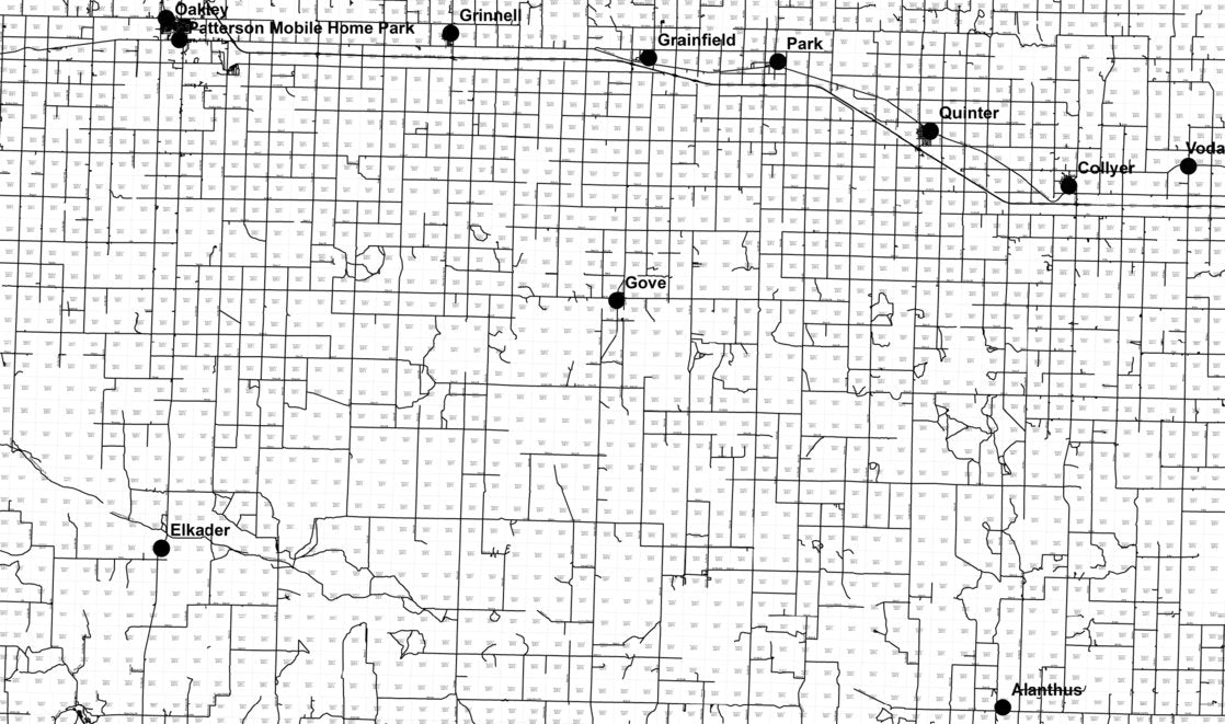 Gove County Roads and PLSS Map by Kansas Cooperative Fish and Wildlife ...