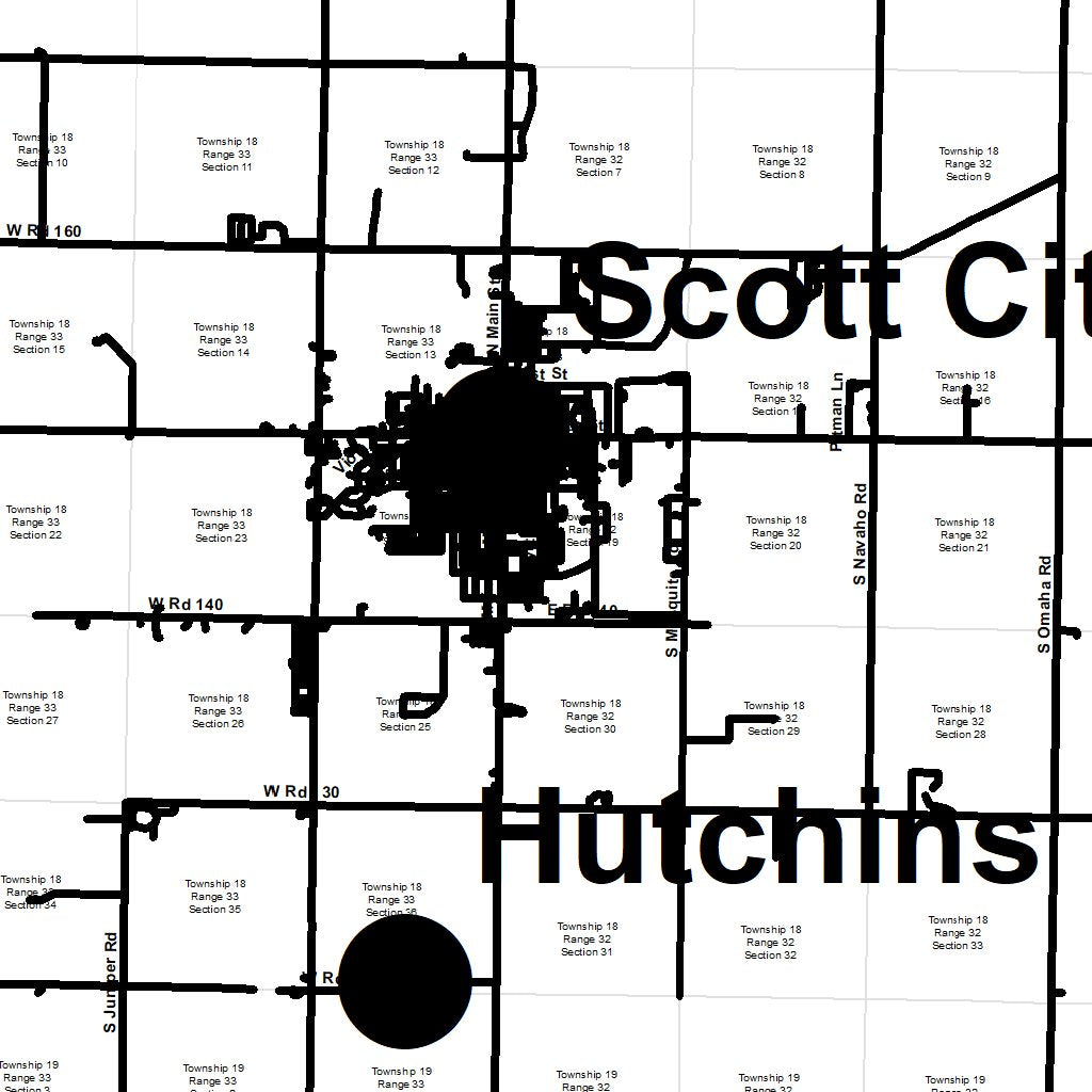 Scott County Roads and PLSS Map by Kansas Cooperative Fish and Wildlife ...