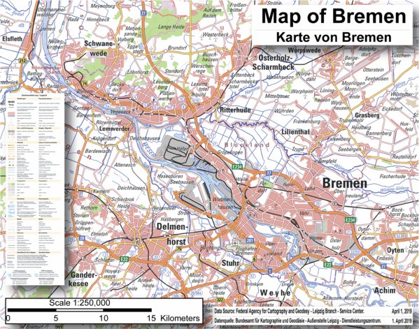 Map of the Free Hanseatic City of Bremen by Bundesamt fur Kartographie ...