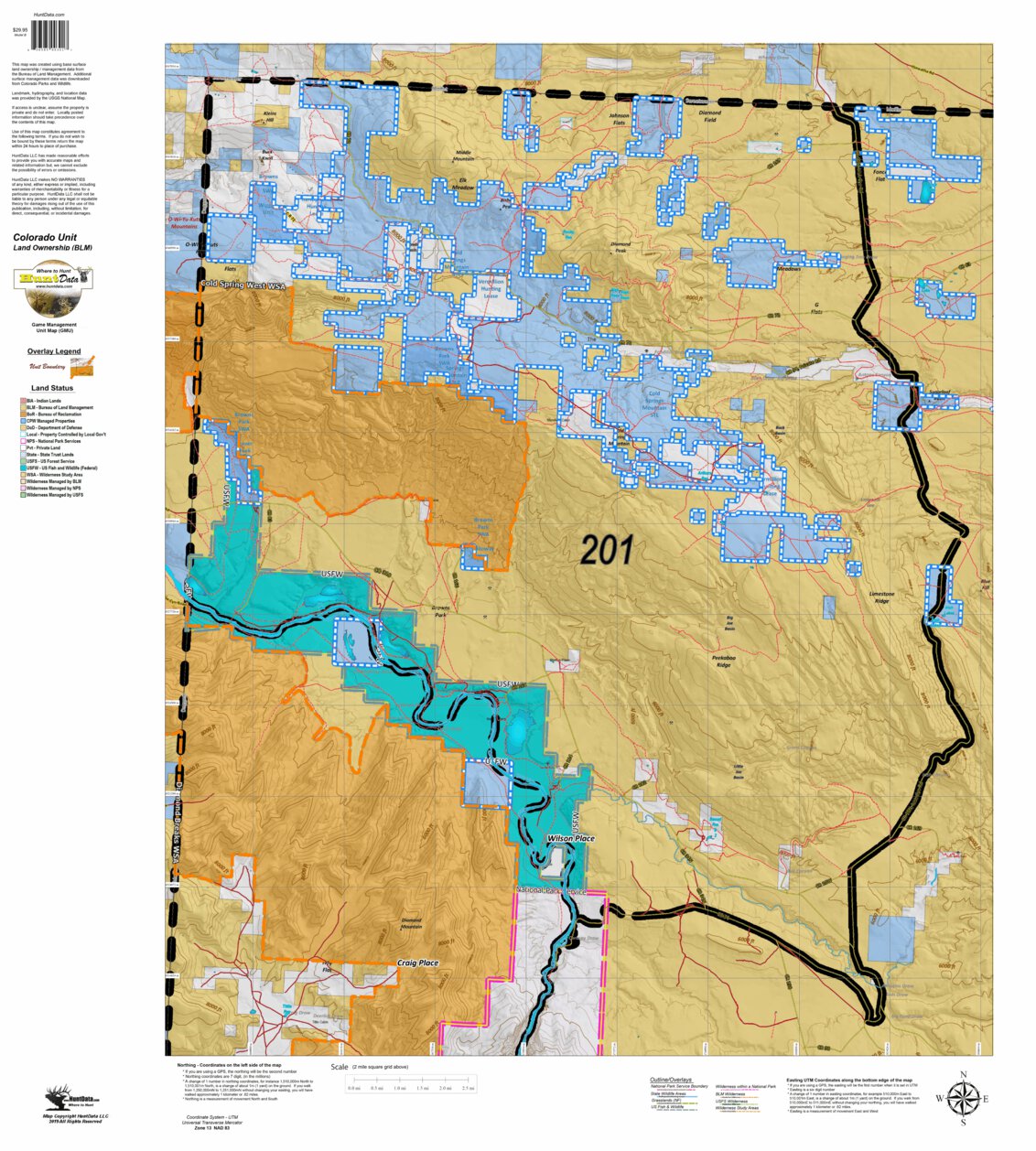 Colorado_Unit_201_Landownership Map by Colorado HuntData LLC | Avenza Maps