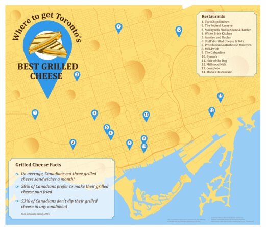 Toronto's Best Grilled Cheese Map by Avenza Systems Inc. | Avenza Maps