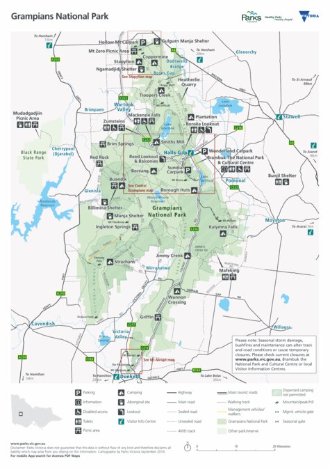 Grampians National Park Visitor Guide Map by Parks Victoria | Avenza Maps