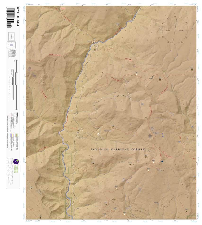 Devil Mountain, Colorado 7.5 Minute Topographic Map - Color Hillshade ...