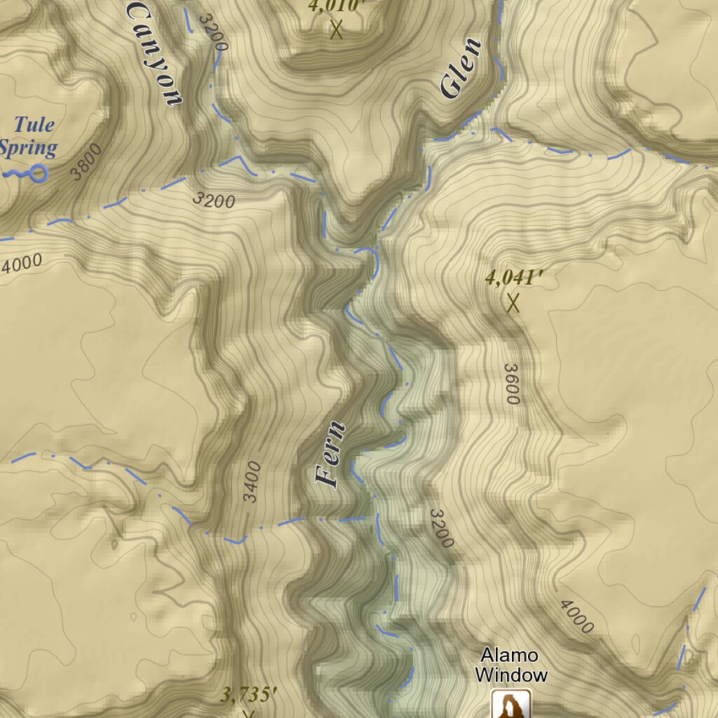 Fern Glen Canyon, Arizona 7.5 Minute Topographic Map - Color Hillshade ...