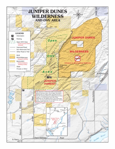 Juniper Dunes Wilderness and OHV Area Map by Bureau of Land Management ...
