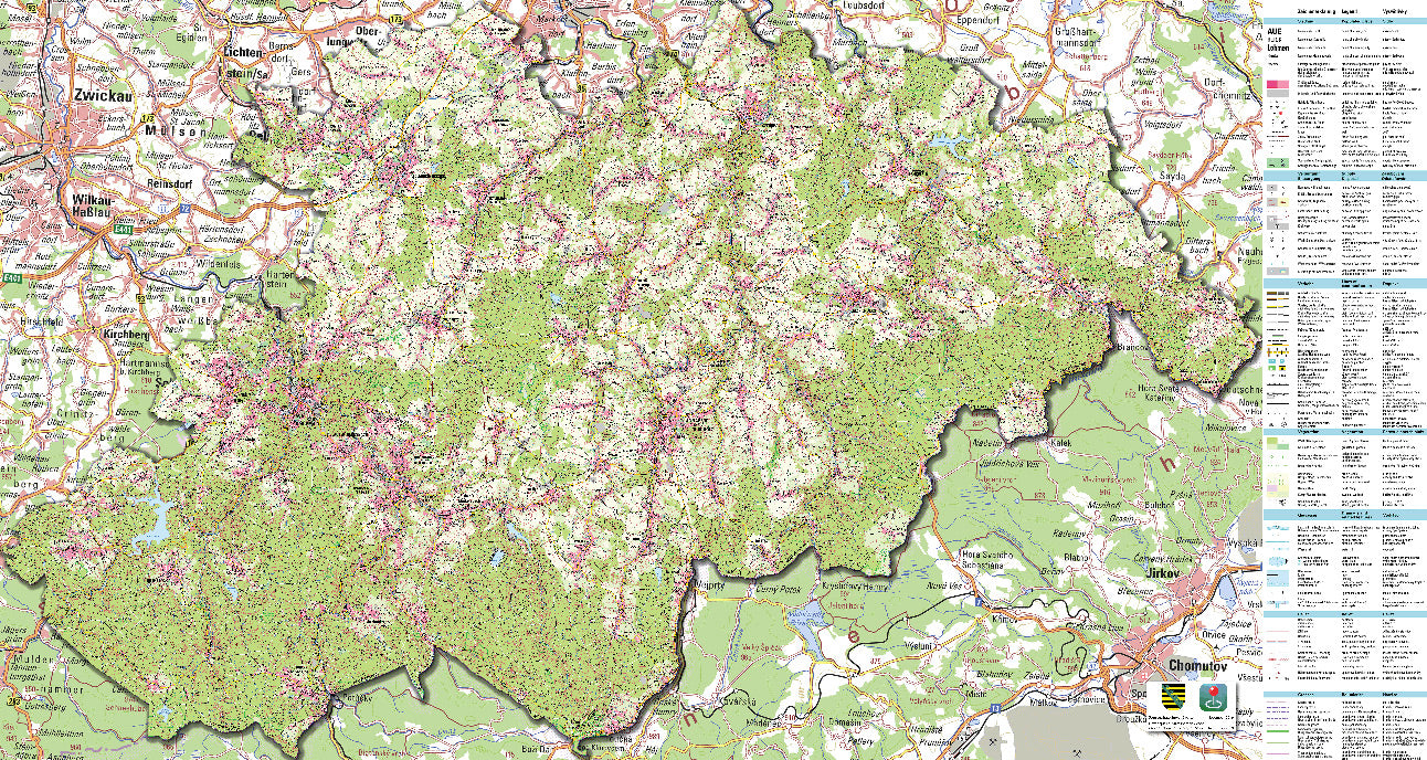 Rural District of Erzgebirgskreis (1:50,000 scale) Map by Staatsbetrieb ...