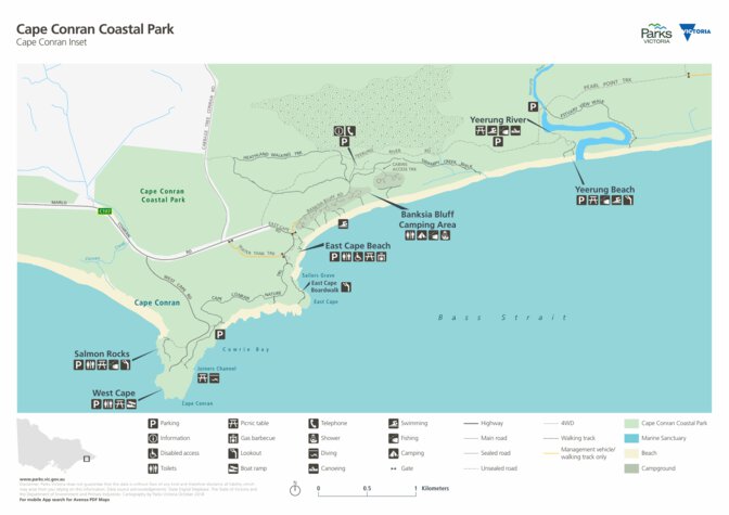 Cape Conran Coastal Park inset Map Visitor Guide by Parks Victoria ...