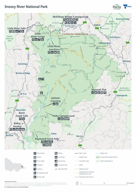 Snowy River National Park Visitor Guide Map by Parks Victoria | Avenza Maps