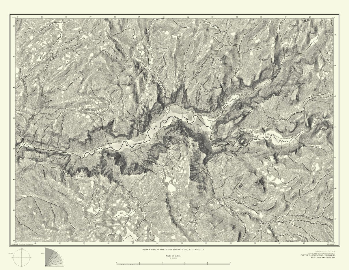 Yosemite Valley Topographic Trails Map by Great Northern Cartography Co ...