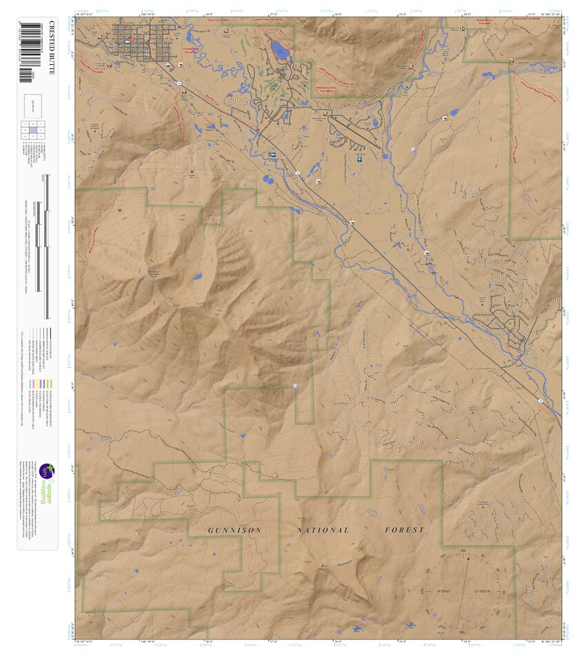 Crested Butte, Colorado 7.5 Minute Topographic Map - Color Hillshade by ...