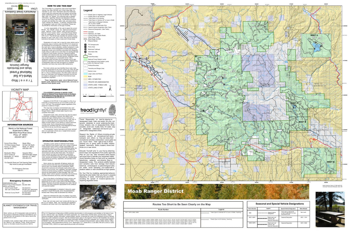 Manti La Sal National Forest Moab RD Travel Map 2020 by US Forest ...