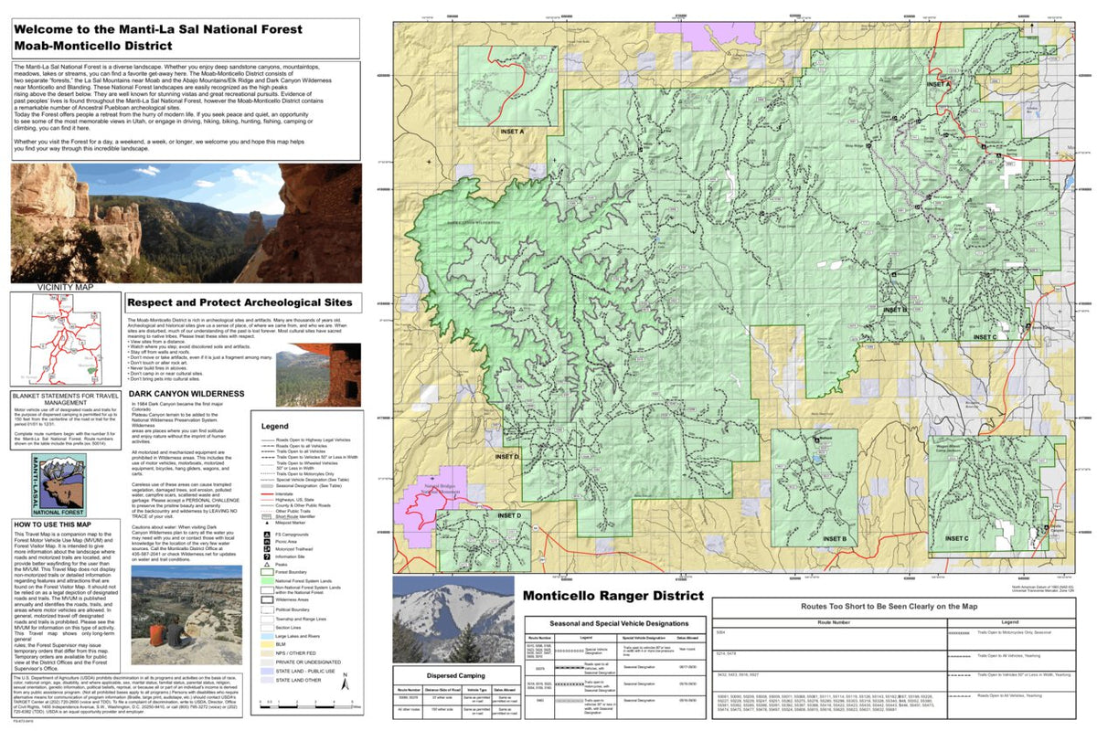 Manti La Sal National Forest Monticello Ranger District Travel Map 2020 ...