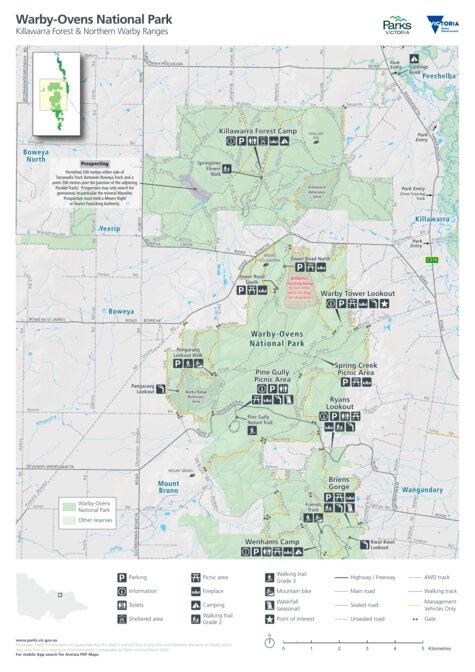 Warby-Ovens National Park (Killawarra) Visitor Guide Map by Parks ...