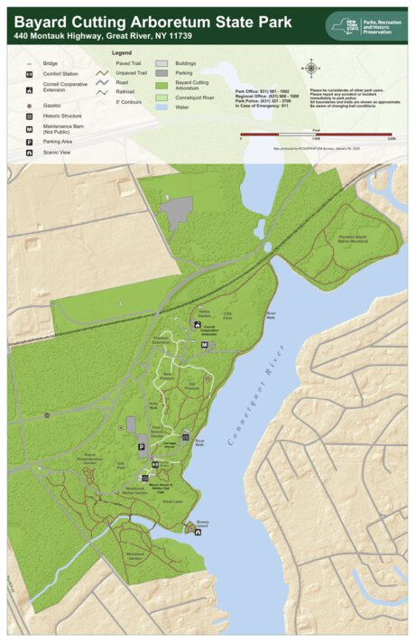 Bayard Cutting Arboretum Trail Map by New York State Parks | Avenza Maps