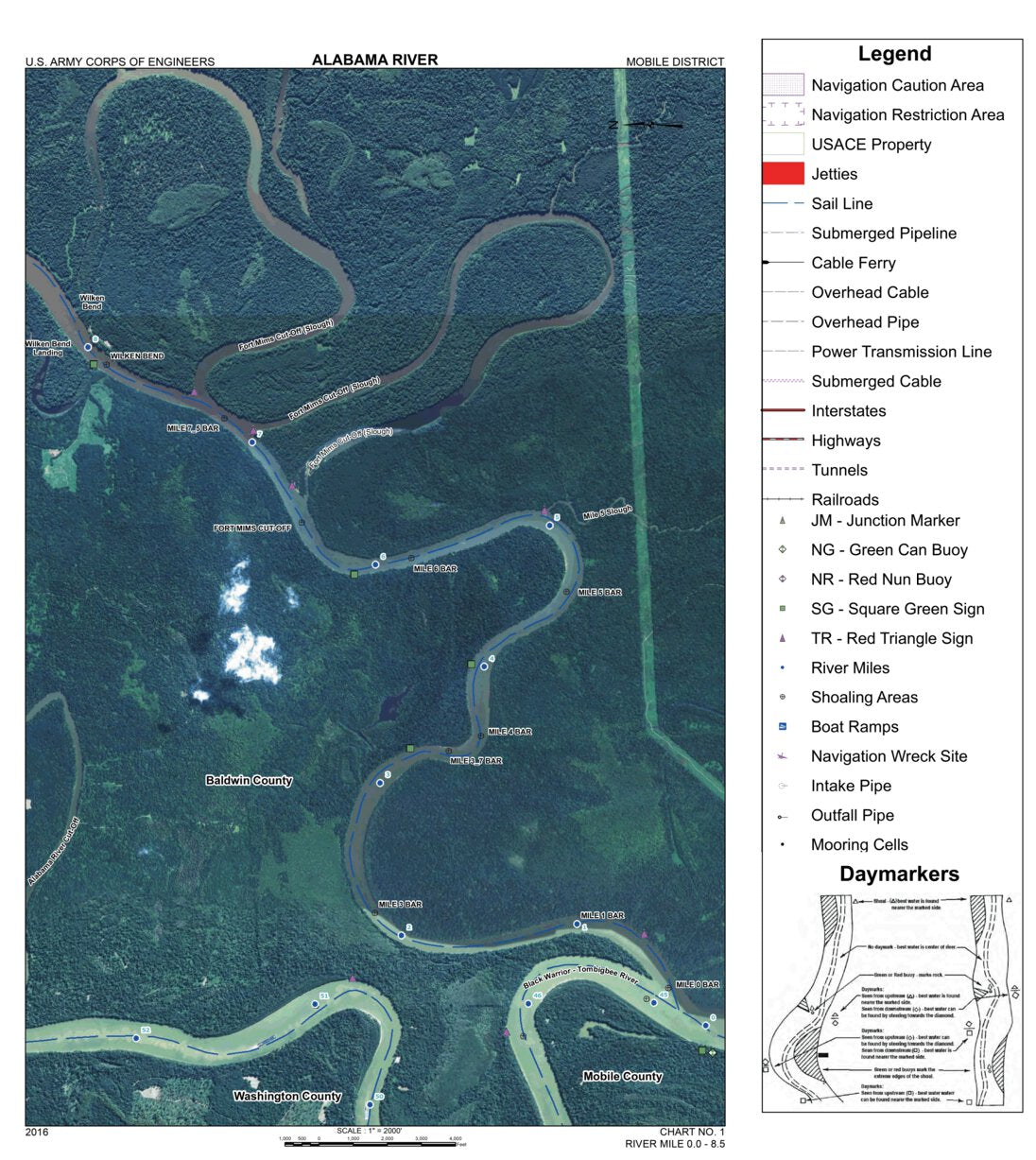 Alabama River Navigation Chart 1 (Mile 0 - 8.5) Map by US Army Corps of ...