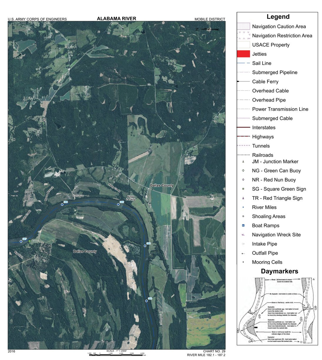 Alabama River Navigation Chart 29 (Mile 182.1 - 187.2) Map by US Army ...
