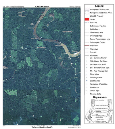 Alabama River Navigation Chart 3 (Mile 18.5 - 22.8) Map by US Army Corps of Engineers | Avenza Maps