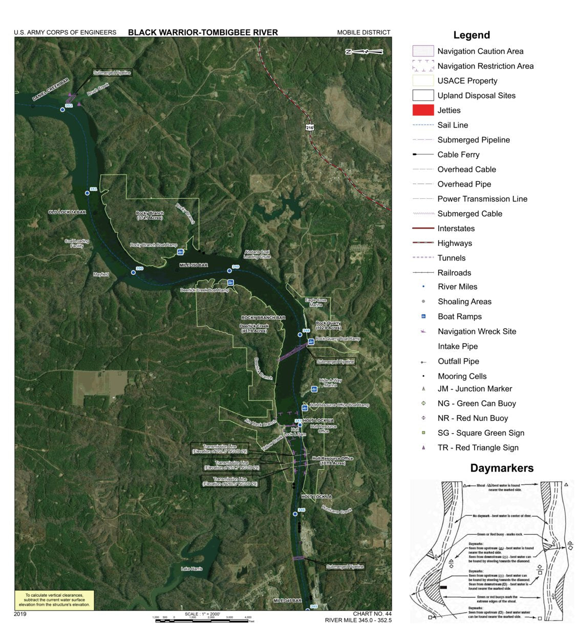 Black Warrior-Tombigbee River Navigation Chart 44 (Mile 345.0 - 352.5 ...