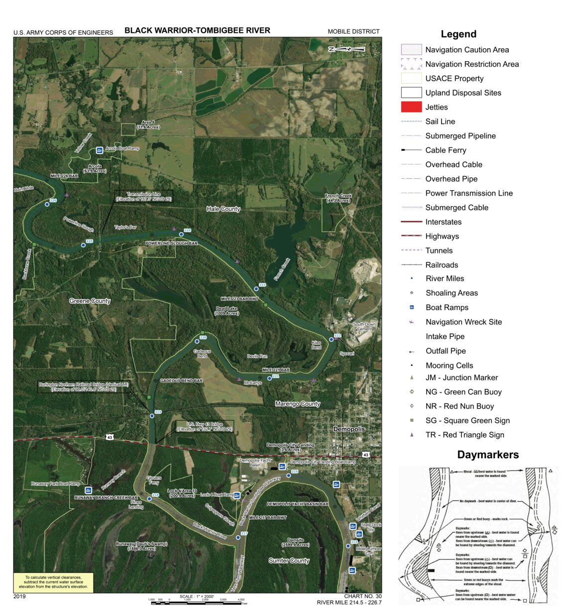 Black Warrior-Tombigbee River Navigation Chart 30 (Mile 214.5 - 226.7 ...