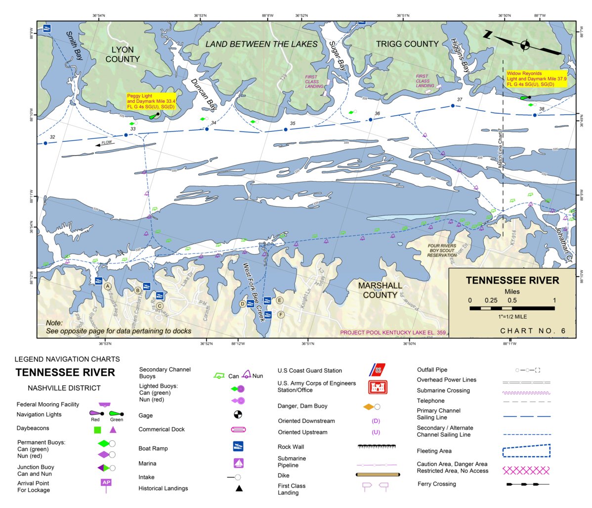 Tennessee River Chart 6 - Duncan and Sugar Creeks Map by US Army Corps ...