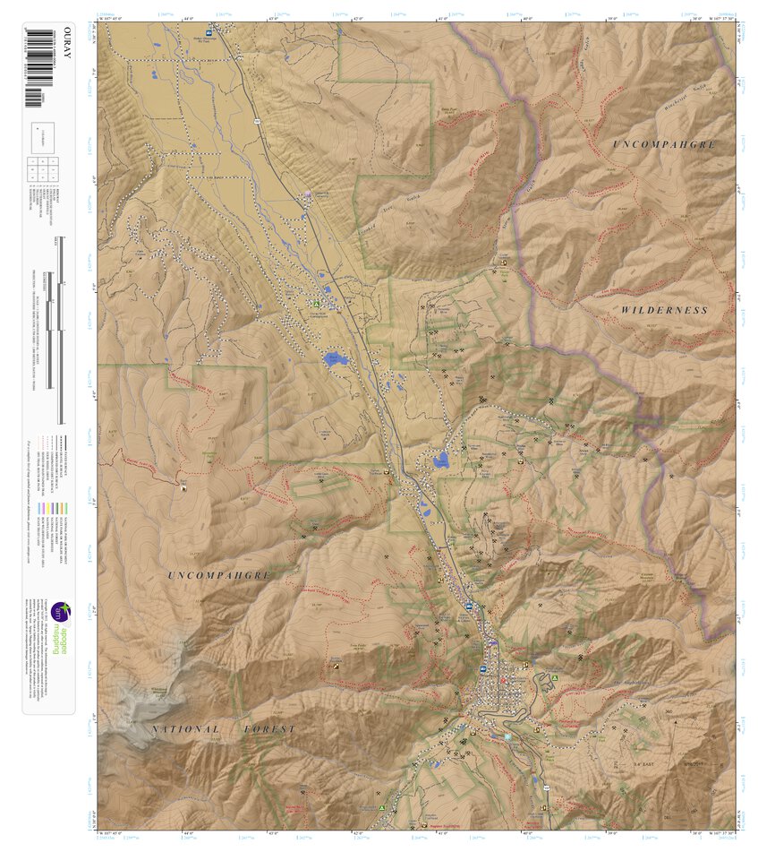 Ouray, Colorado 7.5 Minute Topographic Map - Color Hillshade by Apogee ...