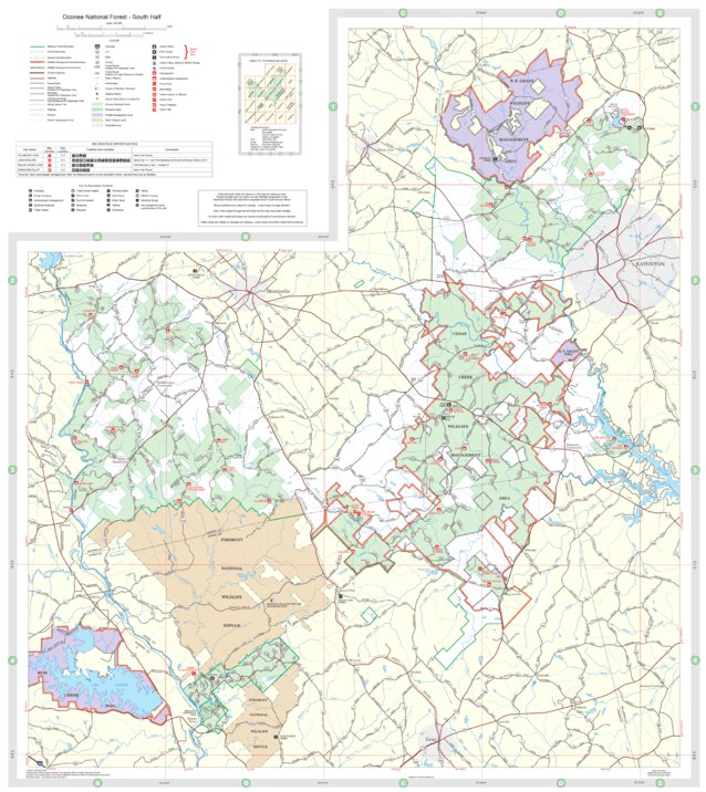 Oconee National Forest Visitor Map by US Forest Service R8 | Avenza Maps