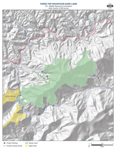Three Top Mountain Game Land Map by North Carolina Wildlife Resources ...
