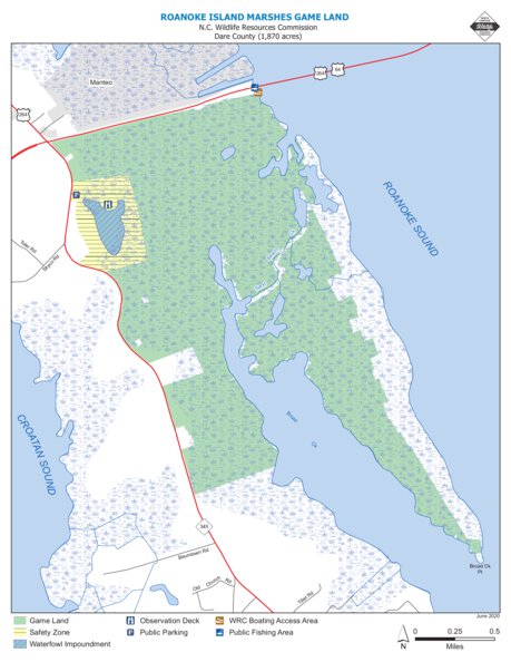 Roanoke Island Marshes Game Land Map by North Carolina Wildlife ...