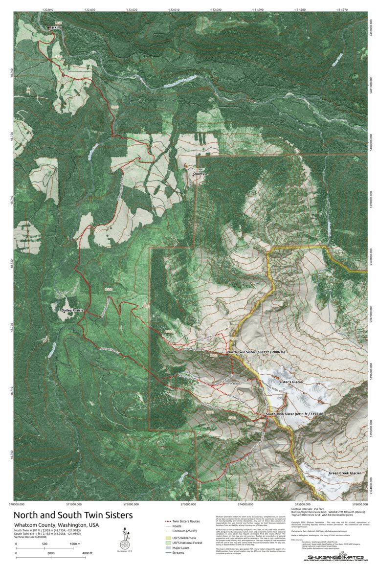 Twin Sisters (North and South Twin Sister) Climbing Routes and Approach ...