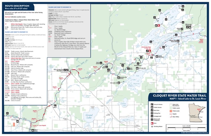 Cloquet River State Water Trail - Map 1 Island Lake to St. Louis River ...