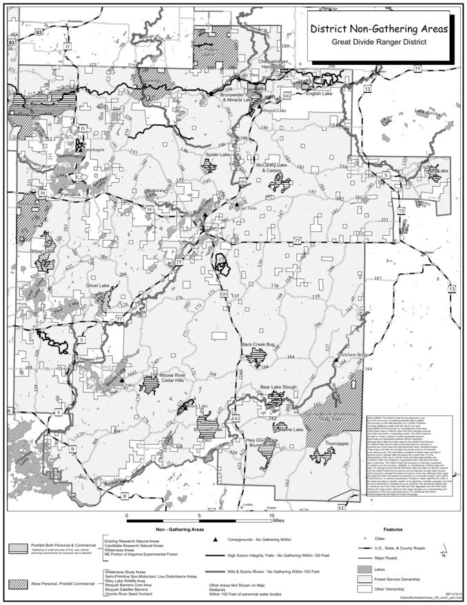 Chequamegon-Nicolet NF: Great Divide Ranger District Non Gathering Area ...