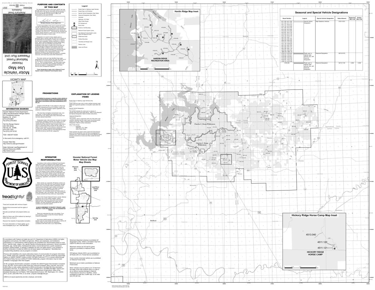 Hoosier NF MVUM Map Bundle by US Forest Service R9 | Avenza Maps