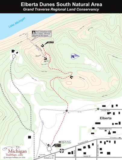 Elberta Dunes South Natural Area Map by MichiganTrailMaps.com | Avenza Maps